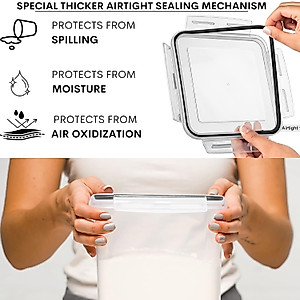 XXL 6.5L / 250 Oz x 2 & XL 5.2L / 175 Oz x 2 - WIDE & DEEP Food Storage Airtight Containers [Set of 4] + Free 4 Measuring Cups + Labels - Ideal for Sugar, Flour Leakproof BPA Free Clear Plastic