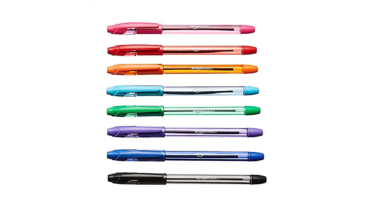 Amazon Basics Ballpoint Pen 8-Pack - Smooth, Vivid Ink for Daily Use