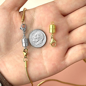 Qulltk Magnetic Necklace Clasp with Lobster Clasp 18K Gold and Silver Magnetic Jewelry Clasps for Necklaces Extender Bracelet Clasps and Closures