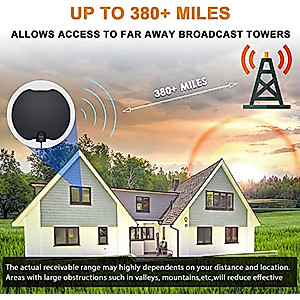 TV Antenna, Amplified HD Digital Indoor HDTV Antenna Long 380+ Miles Range 360° Reception Antenna Amplifier Signal Booster Support 4K 1080p Fire tv Stick and All Old TVs-18ft Coax Cable - Black