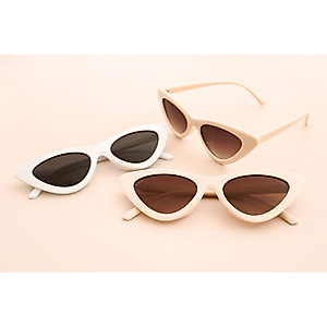ModParty Cat Eye Sunglasses | SET OF 6: 1 White + 5 Beige | Bachelorette Party Sunglasses | Bride and Bridesmaid Matching Sunnies | Retro Eyewear | Party Favors