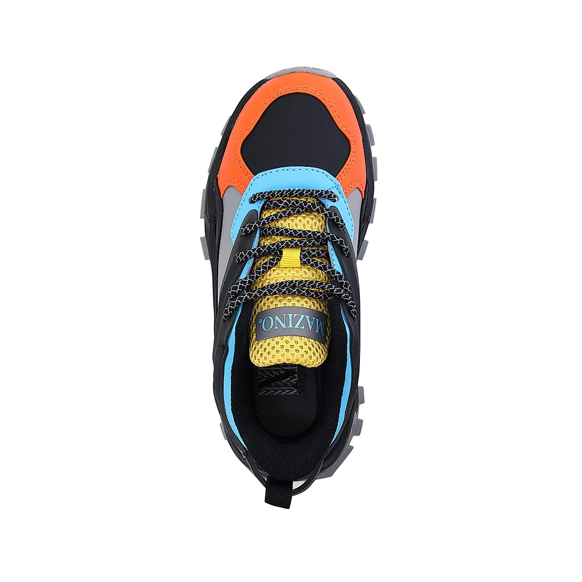 Mazino Molten Kids Unisex Fashion Sneakers Lace-Up Shoes Tennis for Boys and Girls - Grey/Orange/Blue, Size 12 Youth