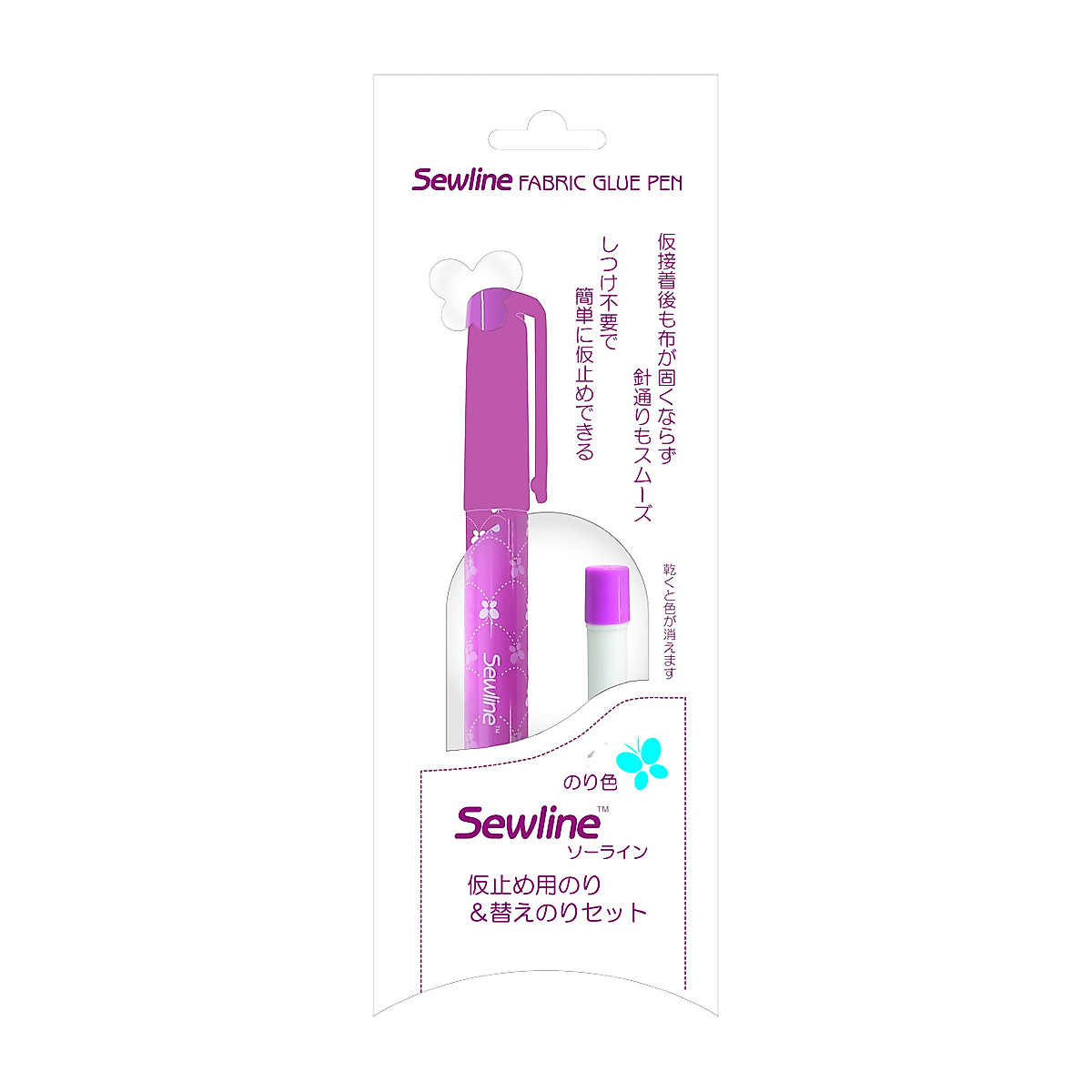 Sewline Riolis Sewline Water-Soluble Fabric Glue Pen with Refill-Blue