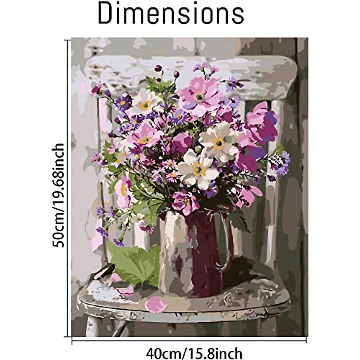 Paint by Numbers for Adults,Flowers DIY Oil Painting by Numbers on Canvas Without Frame 16x20 Inch (40x50cm)