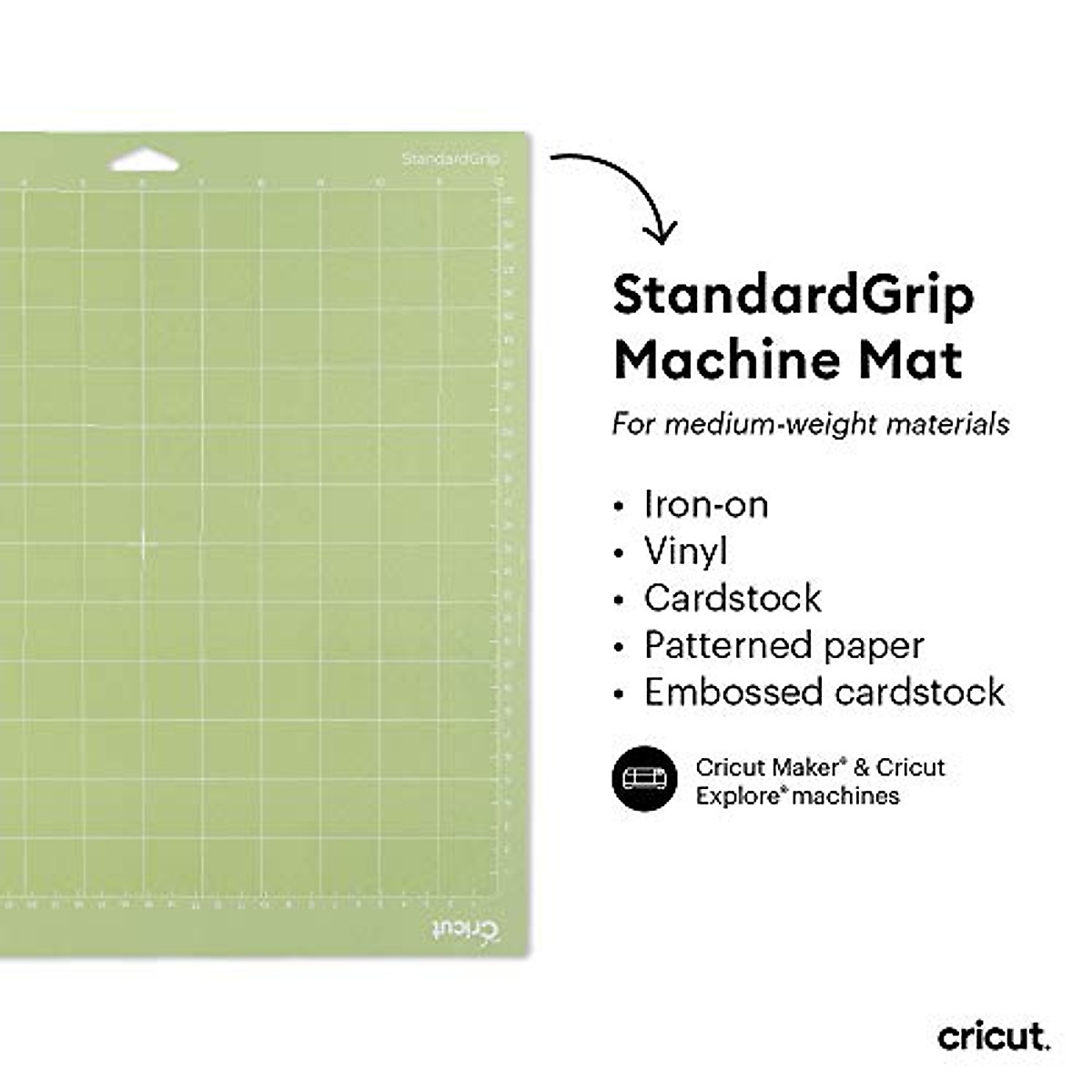 Cricut StandardGrip Machine Mats 12in x 24in, Reusable Cutting Mats for Crafts with Protective Film, Use with Cardstock, Vinyl and More, Compatible with Cricut Explore & Maker, (Green, 3 Count)