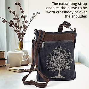 Canvas Crossbody Bag, Hippie Purse Handbag For Women, Top Zip Closure & Pockets, Adjustable and Removable Strap, 9 ½”W x 12”H