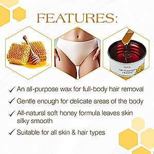 GiGi All Purpose Honee Hair Removal Soft Wax for All Skin and Hair Types, 14 oz