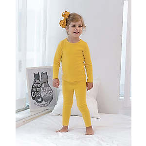 AVAUMA Baby Boys Girls Pajama Set Kids Toddler Snug fit Basic Cotton Sleepwear pjs for Daily (Yellow-2 JS)