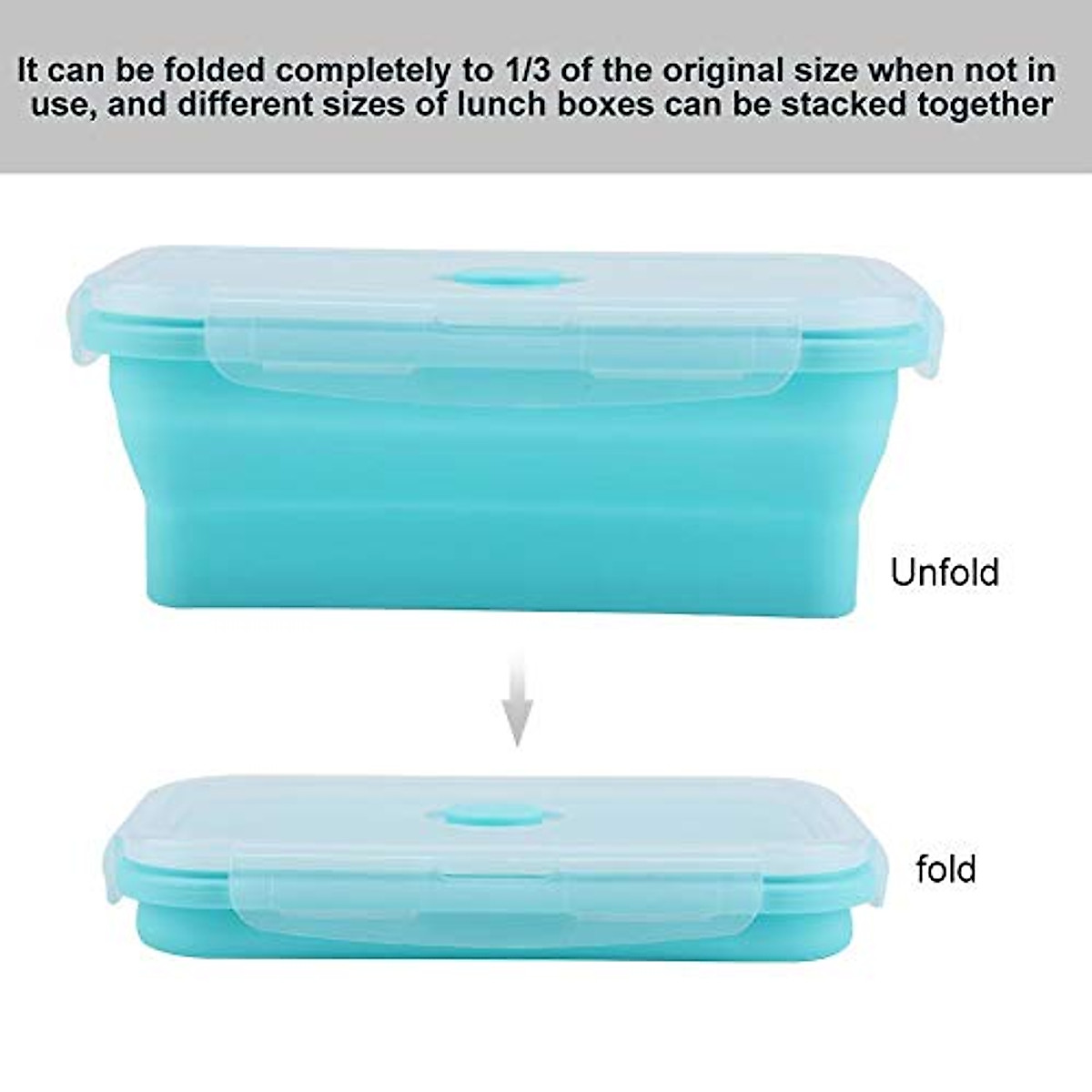 4 Size Silicone Collapsible Portable Lunch Box Bowl Bento Boxes Eco-Friendly Folding Food Container Lunchbox 350/500/800/1200ml(Green 1200ml)