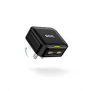USB C Charger, AOHI 40W Fast Charger Adapter 2-Port Type-C PD Wall Charger Foldable Power Adapter for iPhone 14/Plus/Pro/Pro Max 13/Mini/Pro/Pro Max /12, Galaxy, Pixel 5/4/3, iPad Pro/Air, Black