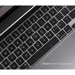 Keyboard Cover Compatible with 2024 MacBook Pro 13 inch M2 A2338 2024 2023-2020 M2 M1 A2338 A2289 A2251 & MacBook Pro 16 inch A2141 2020 2019 Touch Bar & Touch ID Keyboard Protector Skin Cover, Clear