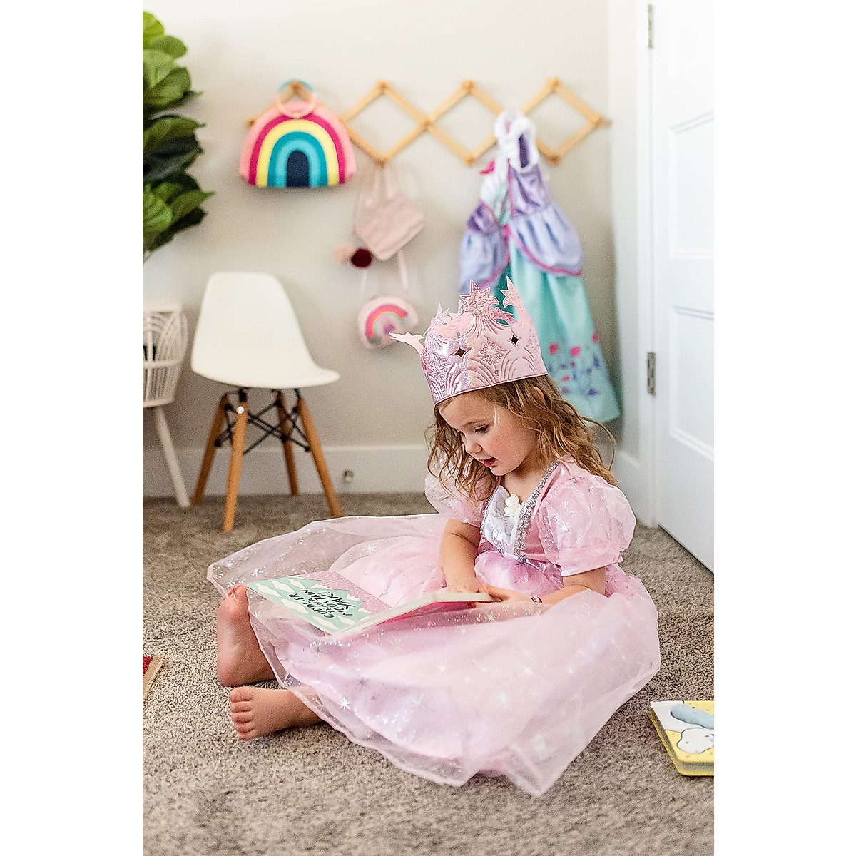 Little Adventures Deluxe Good Witch Dress up Costume (Medium Age 3-5) - Machine Washable Child Pretend Play and Party Dress with No Glitter