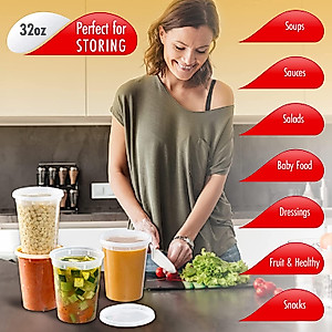 QUIDDITY WARE Deli Containers with Lids Leakproof - 240 Pack BPA-Free Plastic Microwaveable Clear Food Storage Container Premium Heavy-Duty Quality, Freezer & Dishwasher Safe (32oz 240 Sets)