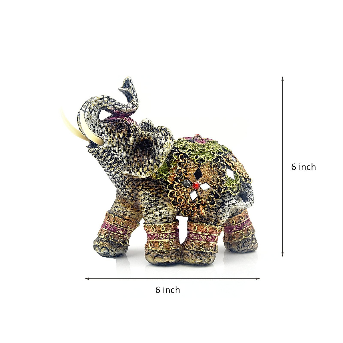 Elephant Statue, Lucky Elephant Statue Sculpture Wealth Figurine Gift Home Decoration (Rattan, Left)
