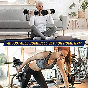 Adjustable Dumbbells Set of 2, 25 lb Weight Dumbbell Set for Home Gym,Dumbbells for Men and Women Workout Equipment