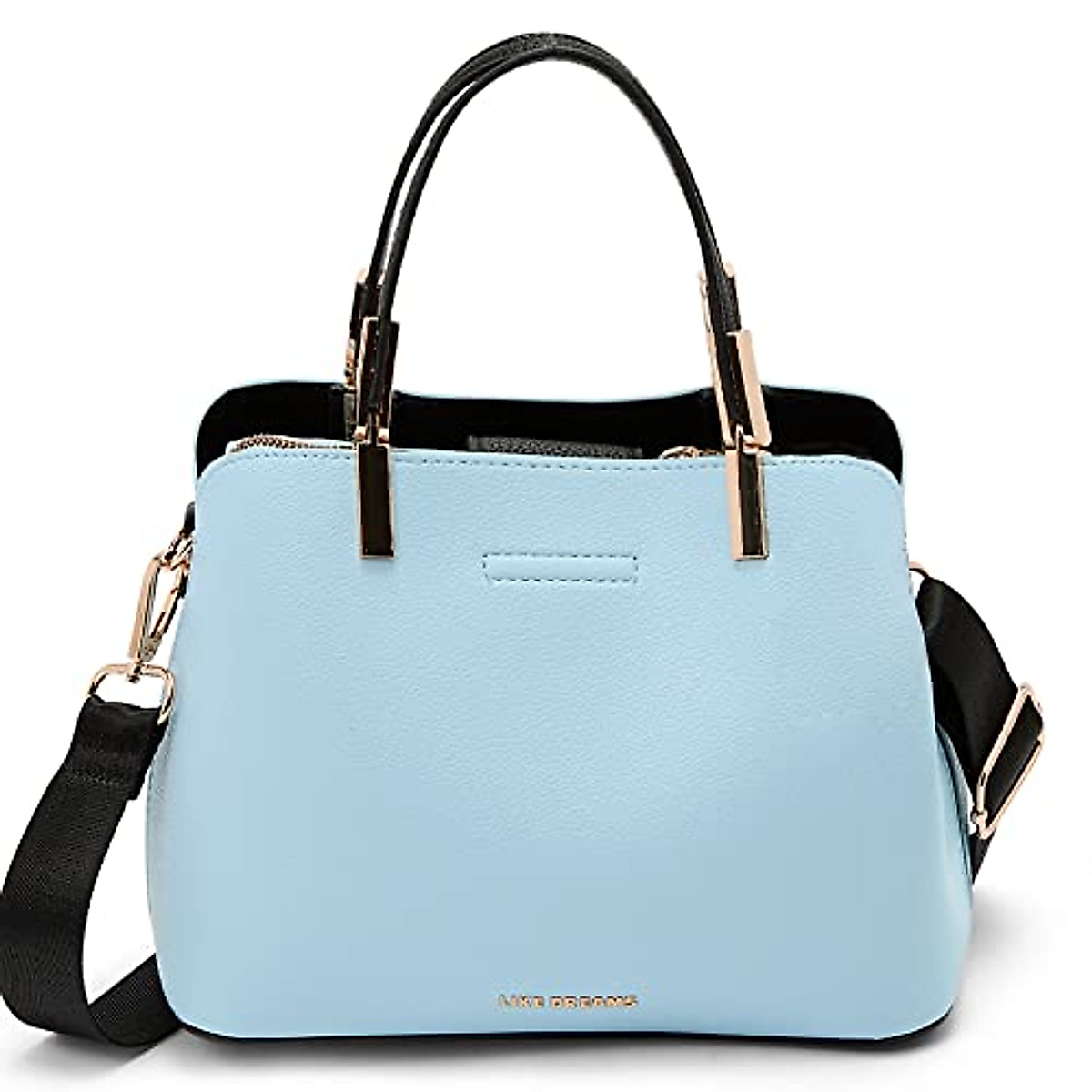 Like Dreams Fashion Women Hobo Fashion Satchel Handbag Vegan Leather Top Handle Bucket Crossbody Purse (Blue)