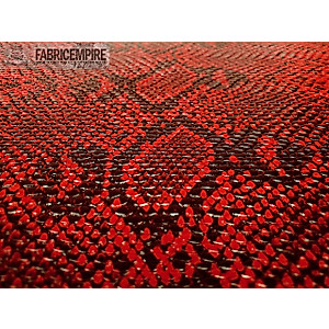 Vinyl Fabric Embossed Texture Rattlesnake Fake Leather Sold by The Yard (Ruby Red)