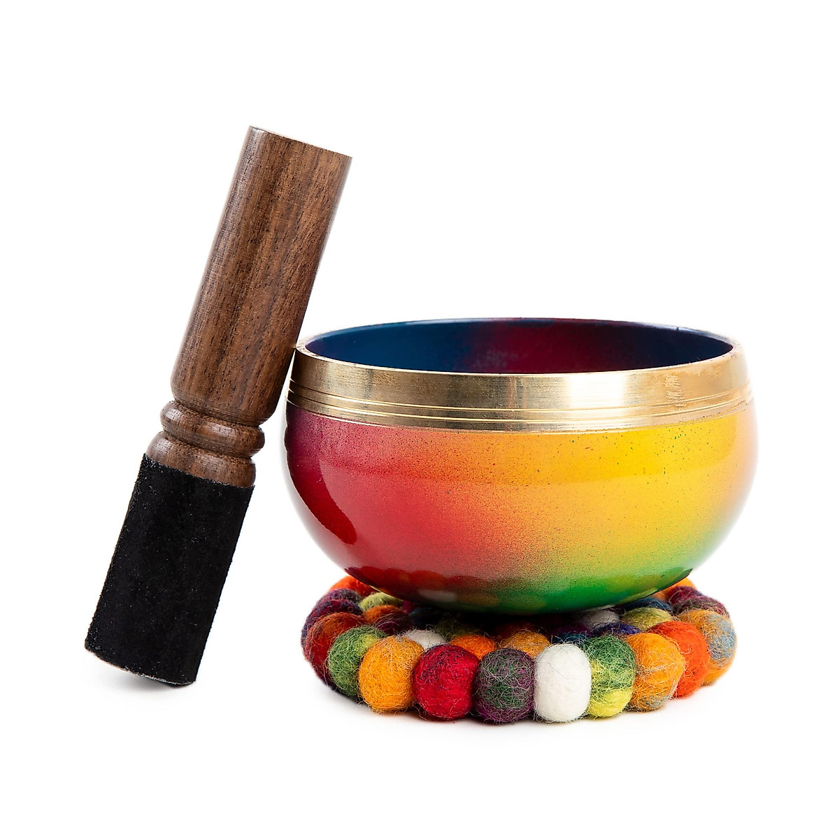 Tibetan Singing Bowl Set - Easy To Play for Beginners - Authentic Handcrafted Mindfulness Meditation Holistic Sound 7 Chakra Healing Gift by Himalayan Bazaar Multicolor