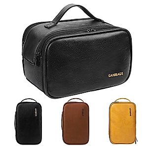 GANIBAGS Toiletry Bag for Men, Travel Organizer Leather Dopp Kit Water-resistant Shaving Bag for Toiletries Accessories… (Black)