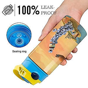 YSFyinee Grizzy The Lemmings Jungle Water Bottle Vacuum Insulated Stainless Steel Cup With Straw Thermoses