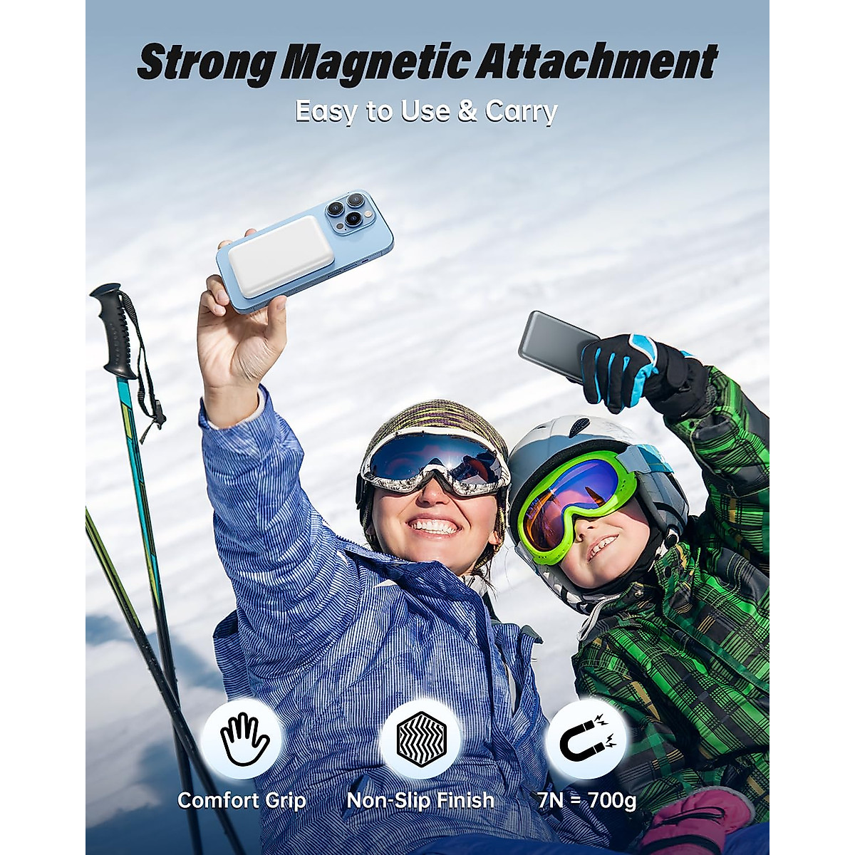 Eventronic [2 Pack] Magnetic Wireless Power Bank, 5000mAh Mag-Safe Battery Pack with Ultra Magnetic, Mini Wireless Portable Charger with USB-C Input/Output Compatible iPhone14/13/12 Pro/Pro Max/Mini