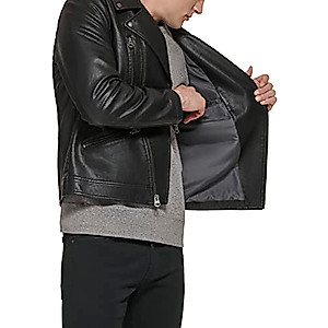 Levi's Men's Faux Leather Motorcycle Jacket, Black Multi Zip