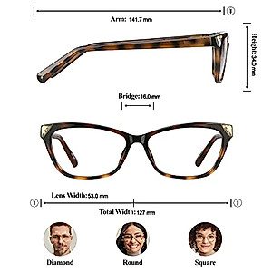 ZENNI Blue Light Blocking Reading Glasses for Women Stylish Cat-Eye Frame Tortoiseshell TR90 Light Eyewear +1.50 Magnification