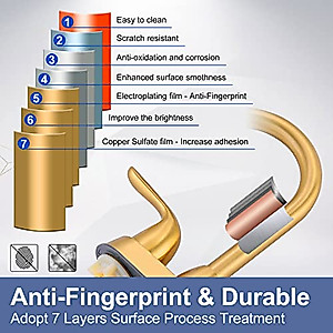 Bathroom Sink Faucet with Pop-up Drain Assembly, Brushed Gold Bathroom Faucet 2-Handle for 4 Inch Sink，Modern Centerset Bathroom Faucet with Supply Hose Lead-Free