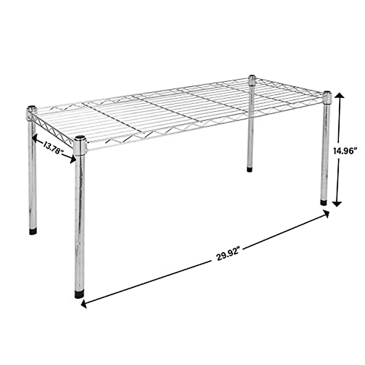 Simple Deluxe Heavy Duty 1-Shelf Shelving, Adjustable Storage Units, Steel Organizer Wire Rack, 29.92" W x 13.78" D x 14.96" H, Chrome
