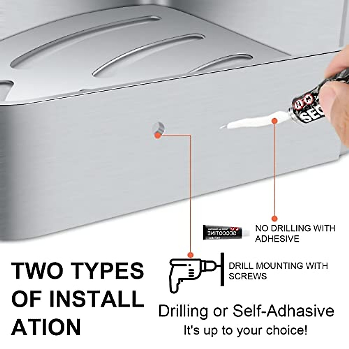 Shower Corner Shelf, Bathroom Shelves, Rustproof Thickened Aluminum , Wall Mounted No Drilling Triangle Shower Caddy Basket with Hook, Bathroom Shelf Organiser for Bathroom Kitchen ( 1 Pack, Silver )