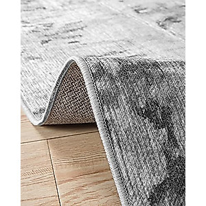 RESARE Modern Abstract Area Rugs 8x10 Distressed Rug Machine Washable, Ideal Home Decor, Gray