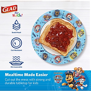 Glad for Kids Paw Patrol Paper Plates , Disposable Paw Patrol Plates for Kids , Heavy Duty Soak Proof Microwavable Paper Plates, Core Pups Blue 7 Inch Round Plates 20ct , Paw Patrol Birthday