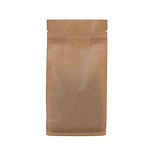 100PCS Brown Kraft Stand-Up Side Gusset Zip Top Lock Bags w/Window 12x22+6cm (4.7x8.6+2.3")