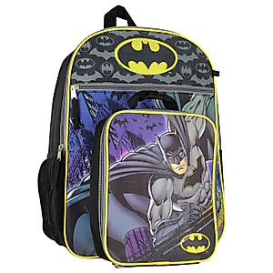 Bioworld Batman 16" Backpack 5 PC Classic Comic Design Combo Set