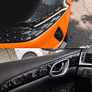 Black Forged Carbon Fiber Vinyl Wrap Roll, Lypumso Matte Black Car Wrap Vinyl with Bubble Free Air Release Auto DIY Decal Vehicle Motorcycle Self Adhesive Sticker (Black Forged Carbon, 1ft x 10ft)