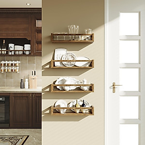 TidyCorner Upgraded Thick Floating Shelves - Multi-Use Wall-Mounted Bookshelves for Kids and Nursery, Ideal for Books, Toys, Spice Rack, Decor - Walnut Brown