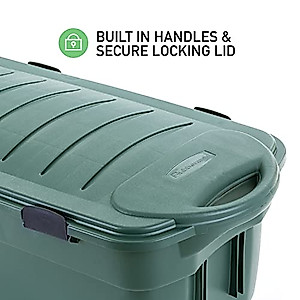 Rubbermaid ECOSense Wheeled Storage Totes, 40 Gal Pack of 2, Durable and Reusable Bins with Latching Lids for Garage or Home Organization, Made From Recycled Materials