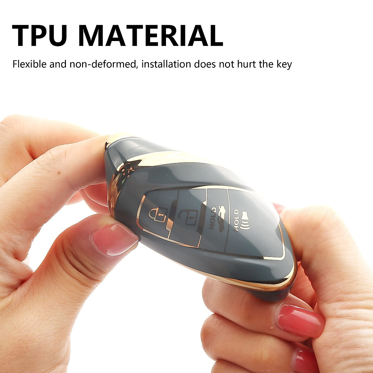 Fehlot For Toyota Key Covers,Soft TPU Protective Button Key Covers and Key Chains,Car Key Holder for Men & Women (Grey)