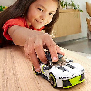 MEGA Hot Wheels Building Toy Race Car Playset, Audi R8 LMS GT2 with 73 Pieces, 1 Micro Action Figure Driver, White, Gift Ideas for Kids Age 5+ Years