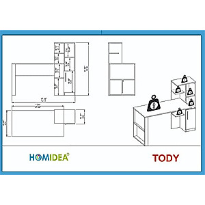 HOMIDEA Tody Desk – Computer & Writing Desk – Work Station - Storage Space with Door and Shelves in a Modern Design for Home Office (Antrachite/Briarsmoke)