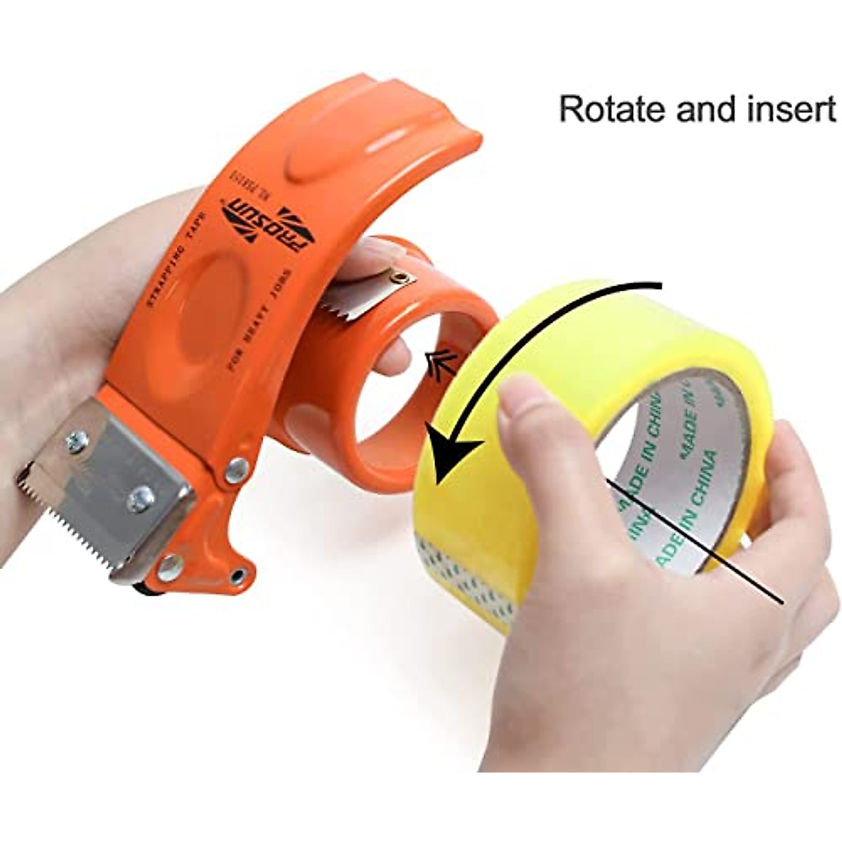 PROSUN 2 Pack Metal Packing Tape Dispenser Gun: 2-inch Wide Tape dispensers/3-Inch Inner Paper Core(2"Orange+2"White)