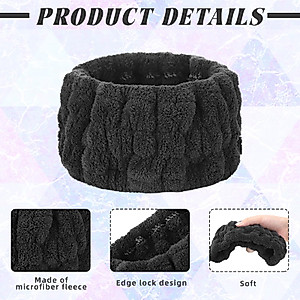 12 Pcs Spa Facial Headband for Makeup Washing Face Soft Coral Fleece Facial Makeup Headband Skincare Hair Band for Washing Face Hairband Yoga Sports Shower Elastic Head Wrap for Girls Women (Black)
