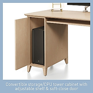 Realspace® Koru 60"W L-Shaped Corner Computer Desk with Integrated Power & Charging, Natural Oak