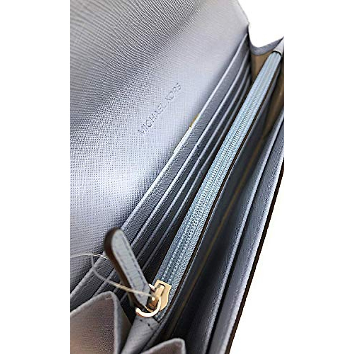 Michael Kors Fulton Flap Continental Carryall Clutch Wallet Purse in Pale Blue