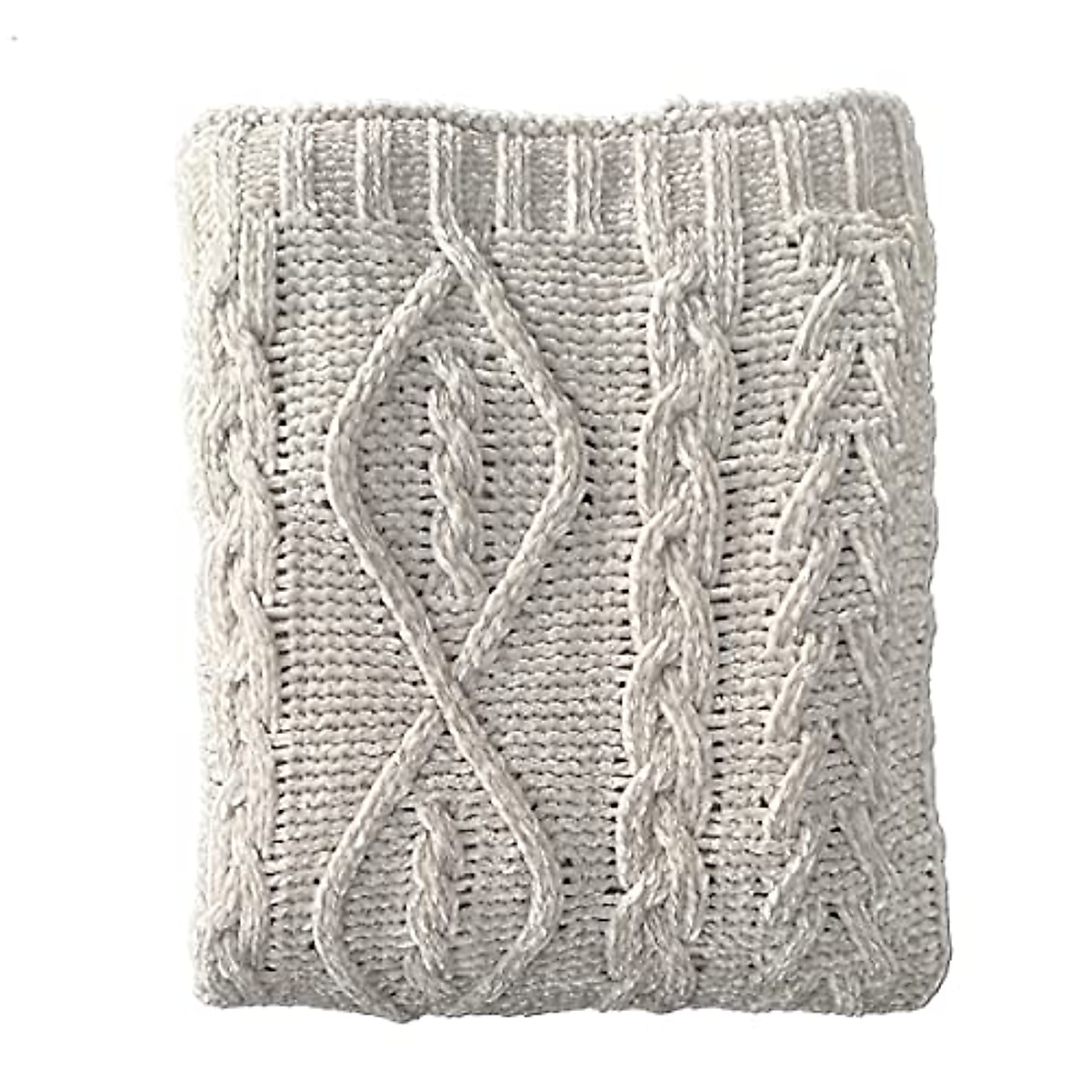 Knitted Luxury Chenille Throw Super Soft Throw Blanket for Sofa Bed All Season Decorative Couch Blanket 50x60 Light Grey