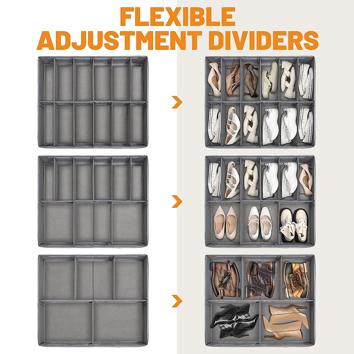 Dntorx 2 Pack Under Bed Shoe Storage Organizer with Adjustable Dividers Can be Assembled at Will Sturdy Underbed Shoe Storage Box Bins Clear Cover Up To 24 Pairs of Shoes