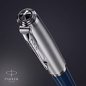 Parker 51 Fountain Pen | Midnight Blue Barrel with Chrome Trim | Fine Nib with Black Ink Cartridge | Gift Box