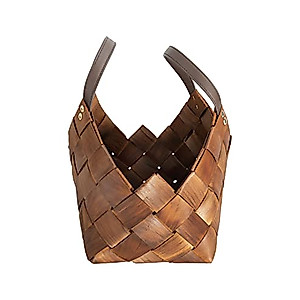 Creative Co-Op Brown Woven Seagrass Baskets with Leather Handles (Set of 3 Sizes) Wicker Non-Food Storage