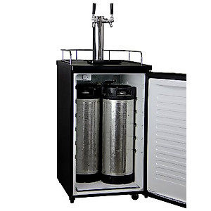Kegco K199SS-2P Kegerator Two Keg Beer Cooler - Premium Double Faucet D System Kit - Stainless Door