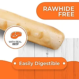 Canine Naturals Beef Chew - Rawhide Free Dog Treats - Made with Real Beef - Poultry Free Recipe - All-Natural and Easily Digestible - 5 Pack of 7 Inch Large Rolls for Dogs 50-75lb